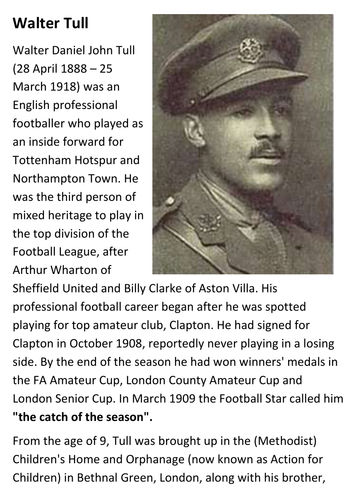 Walter Tull Handout | Teaching Resources