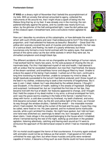 Frankenstein extract lessons | Teaching Resources