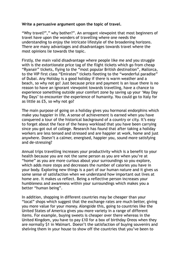 English Language Argumentative Example | Teaching Resources