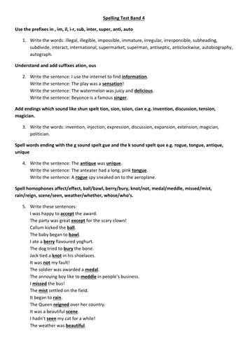 Spelling and Grammar (SPAG) test tailored to Target Tracker Band 4 ...