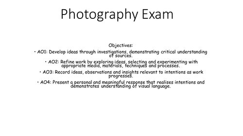 Photography exam topic stages of working | Teaching Resources