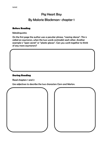 Pig Heart Boy Reading Comprehension by CatStobes - Teaching Resources - Tes