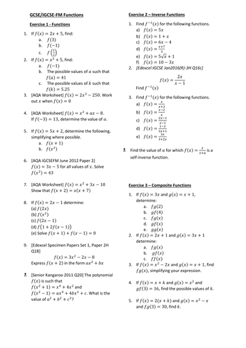 GCSE/IGCSEFM Functions | Teaching Resources