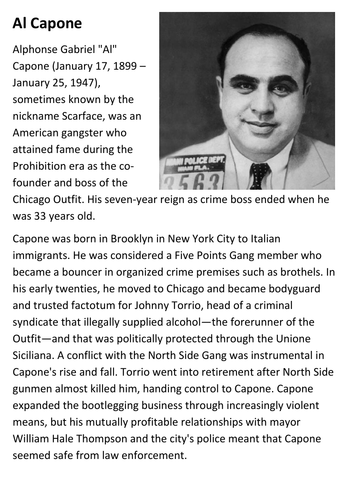 Al Capone Handout | Teaching Resources
