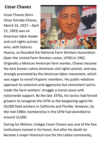 Cesar Chavez Handout | Teaching Resources