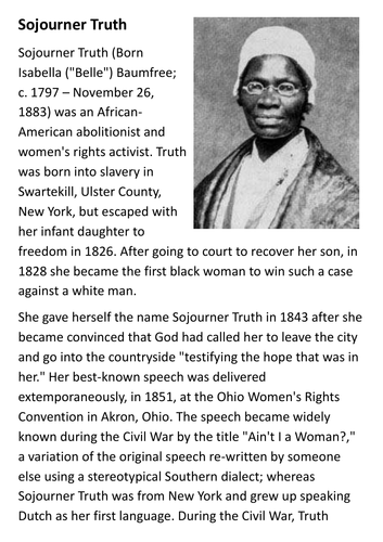 Sojourner Truth Handout | Teaching Resources