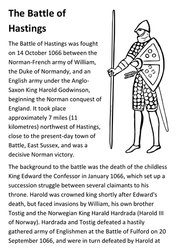 The Battle of Hastings Handout | Teaching Resources