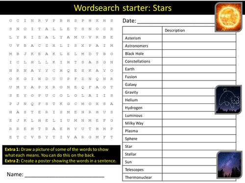 Science Physics Stars The Sun Physics Wordsearch Crossword Literacy ...