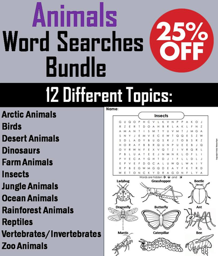 Animals Word Search Bundle | Teaching Resources