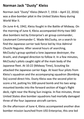 The Battle of Midway Handout | Teaching Resources