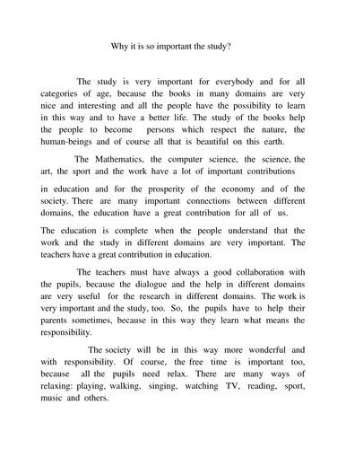 Why it is so important the study? | Teaching Resources