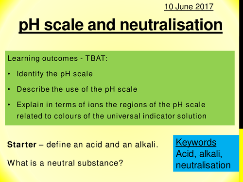GCSE Chemistry pH Scale and Neutralisation | Teaching Resources