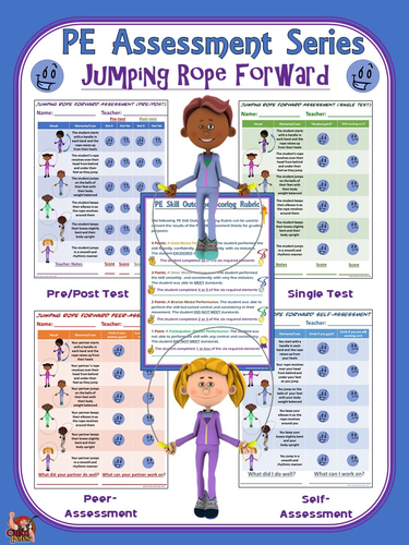 PE Assessment Series: Jumping Rope Forward- 4 Versions | Teaching Resources