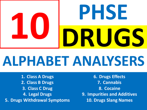 10 Alphabet Analysers Brainstorm PHSE Drugs Keyword Starters Crossword ...
