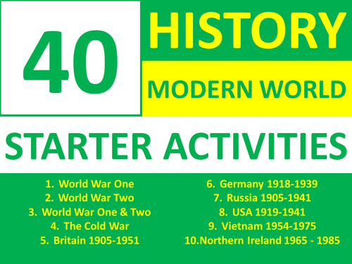 40 History Modern World History Starter Activities KS3 GCSE Crossword ...