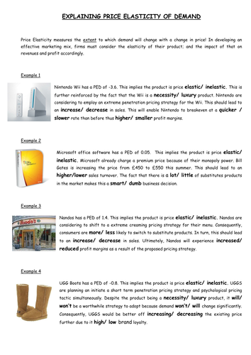 Price elasticity of demand worksheets | Teaching Resources