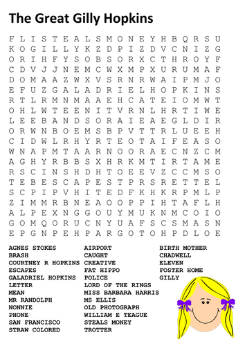 The Great Gilly Hopkins Word Search | Teaching Resources