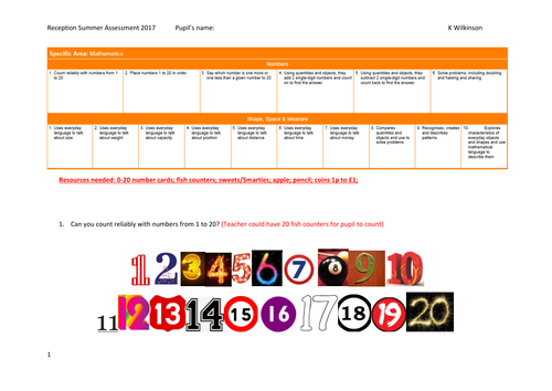 Reception/Foundation EYFS Maths assessment - ELGs | Teaching Resources