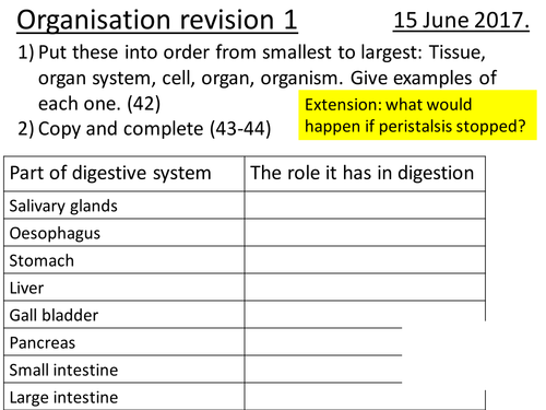AQA 9-1 Organisation revision lesson | Teaching Resources