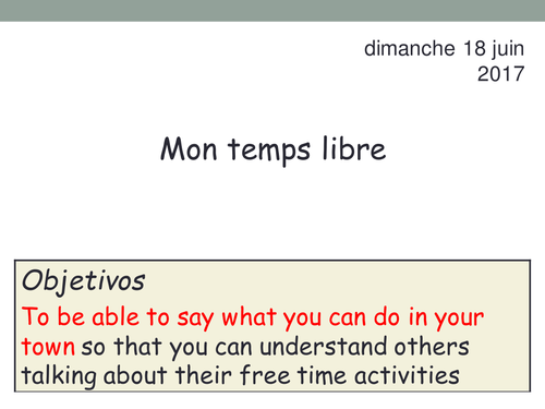 Free time activities in a town - French | Teaching Resources