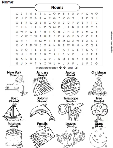 Nouns Word Search | Teaching Resources