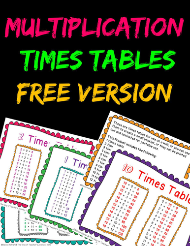 Multiplication Times Tables Free Product | Teaching Resources