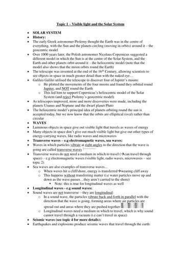 Edexcel Physics GCSE P1 - Light and the Solar System booklet | Teaching ...