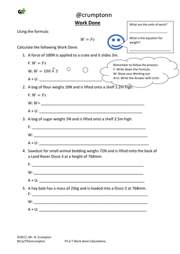 GCSE Physics - Work done calculations | Teaching Resources GCSE Physics - Work done calculations | Teaching Resources
