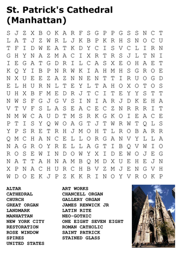 St. Patrick's Cathedral (Manhattan) New York Word Search | Teaching ...