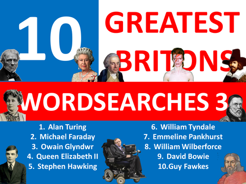 10 Greatest Britons 3 Wordsearches Keyword Wordsearch Homework Cover ...