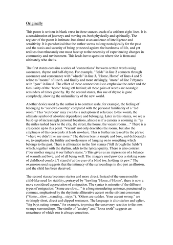 Model A level essay on poem 'Originally' by Carol Ann Duffy | Teaching ...