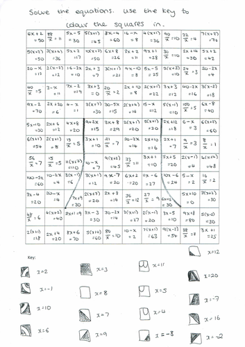 solving equations fun puzzle | Teaching Resources