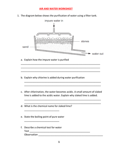 AIR AND WATER WORKSHEET | Teaching Resources