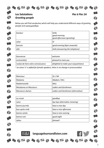 Les salutations (greetings) by vettyjames - Teaching Resources - Tes