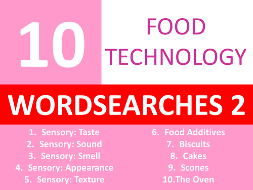 10 Food Technology Wordsearches 2 Keyword Starters Wordsearch ...