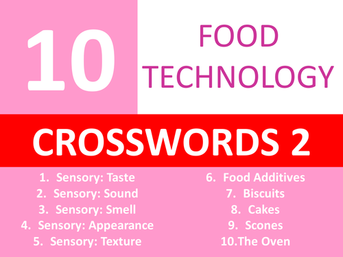 10 Food Technology Crosswords 2 Keyword Starters Crossword Cover ...