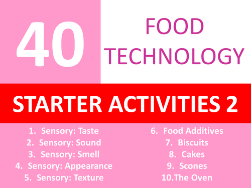 40 Food Technology Starter Activities 2 Keyword Wordsearch Crossword ...