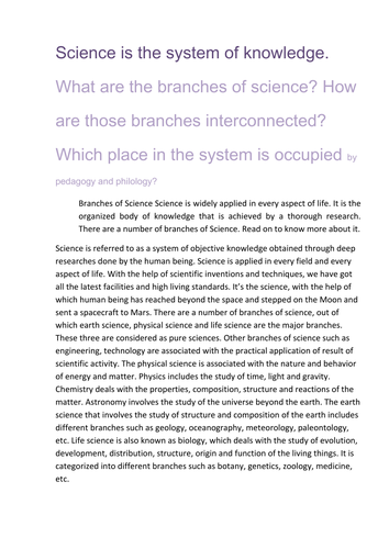 Science is the system of knowledge | Teaching Resources