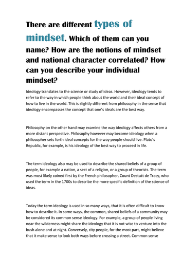Types of mindset | Teaching Resources