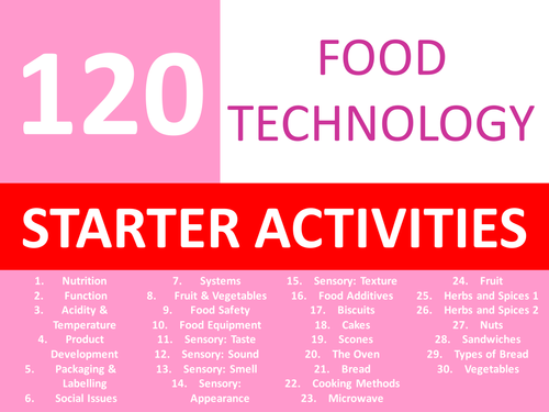 120 Food Technology Starter Activities Keyword Wordsearch Crossword ...