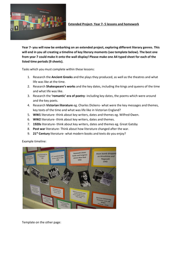 Year 7 literary end of year project | Teaching Resources