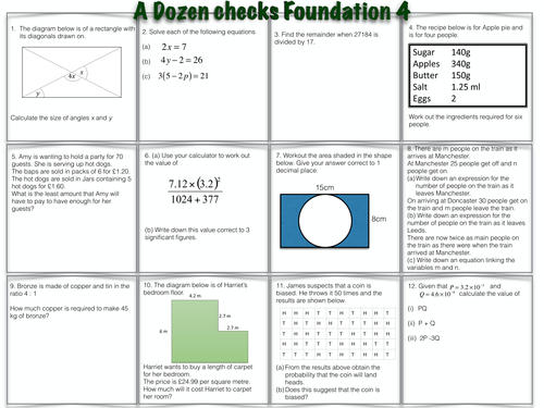 A dozen questions foundation 4&5 | Teaching Resources