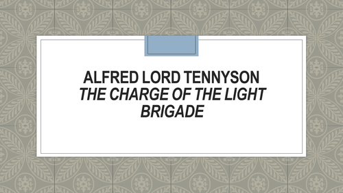 The Charge of the Light Brigade - Alfred, Lord Tennyson | Teaching ...