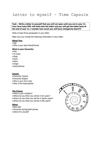 Letter to myself | Teaching Resources