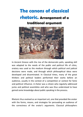 The canons of classical rhetoric. Arrangement of a traditional argument ...