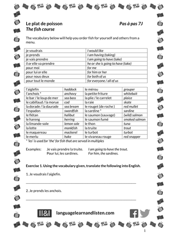 Le plat de poisson (the fish course) | Teaching Resources