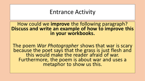 Comparison Poetry GCSE - War Photographer and Bayonet Charge | Teaching ...