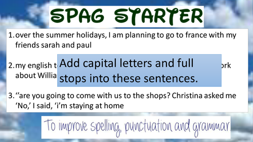 SPAG Starters | Teaching Resources