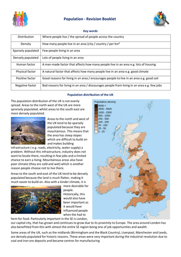 KS3 Population Revision Booklet | Teaching Resources