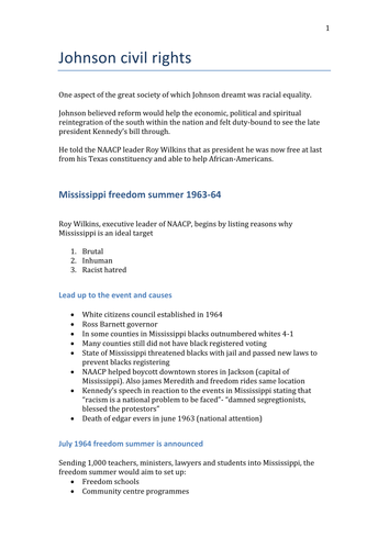 Johnsons civil rights | Teaching Resources
